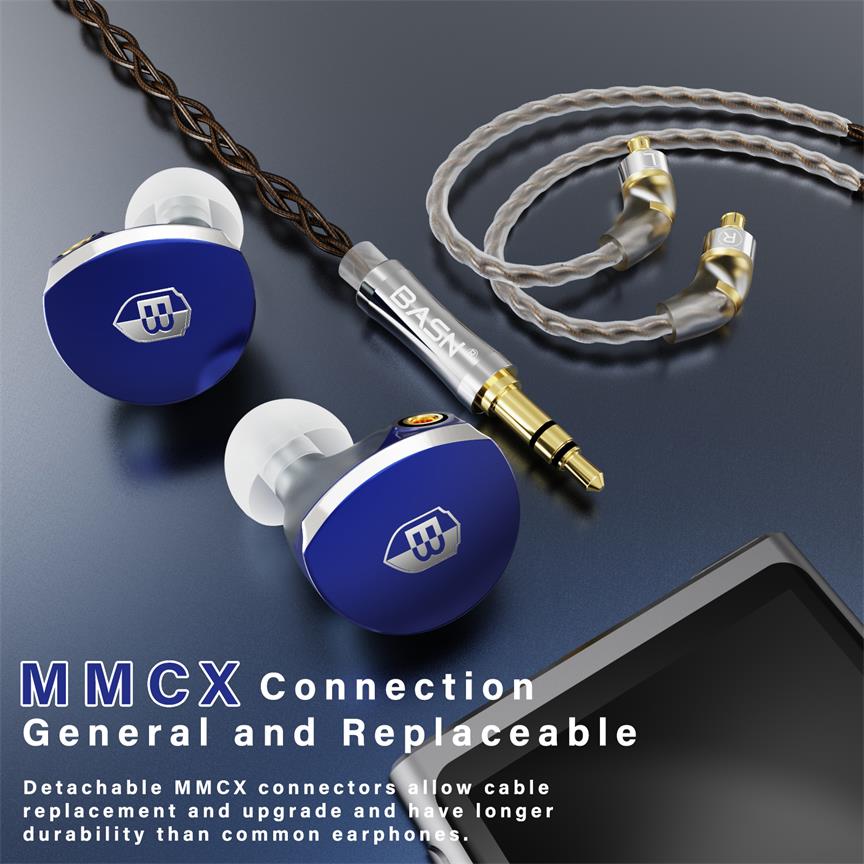 BASN MTPro 14.5mm Planar HiFi in ear monitor Headphones (Blue)