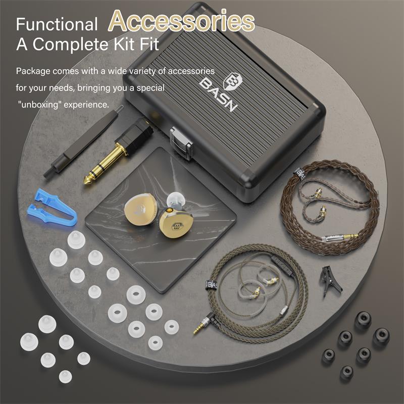 BASN MTPro 14.5mm Planar HiFi in ear monitor Headphones (Champagne Gol